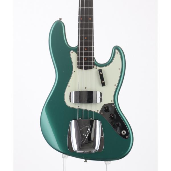 フェンダーカスタムショップ製、2023年製造、1963年仕様マッチングヘッドのBritish Racing Greenがとてもクールなジャズベース。ラウンド貼りの7.25"RADIUS ローズウッド指板を備えた60sJ-Bass”U"シェイ...