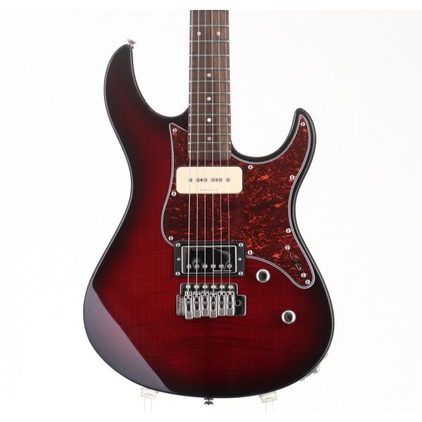 YAMAHA Pacifica PAC611VFM Dark Red Burst 中古入荷いたしました!YAMAHAエレキギターの代表機種であるパシフィカのミドルクラスモデル。フレイムメイプルトップにアルダーバックのボディ、メイプルネック、...