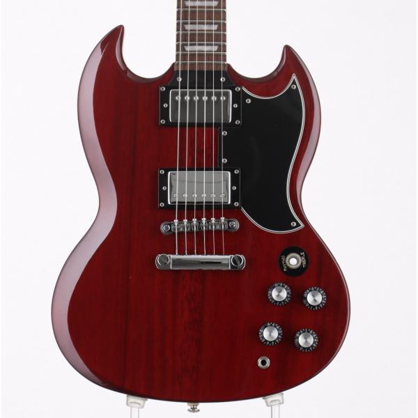 エピフォンのSGモデル、G400入荷です。Gibson直系のブランドだけありセットネック、マホガニーボディー、マホガニーネックとSGらしいスタイルです。ピックアップなどはEpiphone刻印のオリジナルを搭載。7フレットの指板に木部の凹み修...