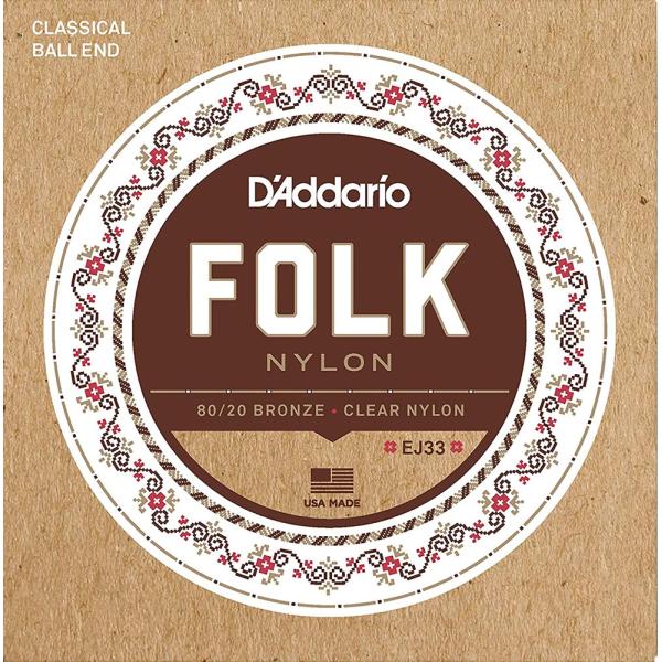 ## UD20140723 Daddario ダダリオ ##FOLK NYLOND&amp;#39;Addario Folkナイロン弦は高品質なナイロンを使用しています。EJ33・EJ34は低音現に80/20ブロンズワウンドを採用。 高音弦...