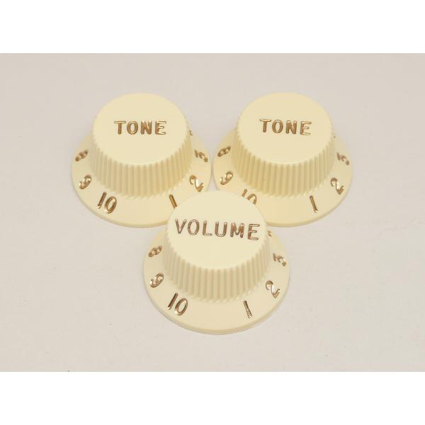 ## 《ノブ《ポット ##Fender Vol &amp; Tone Knobs Aged White 099-1369-000スプリットシャフト用のストラト用ノブ3個セット。焼けた色をイメージした様なAgedカラーです。ノブ内部にはギザギ...