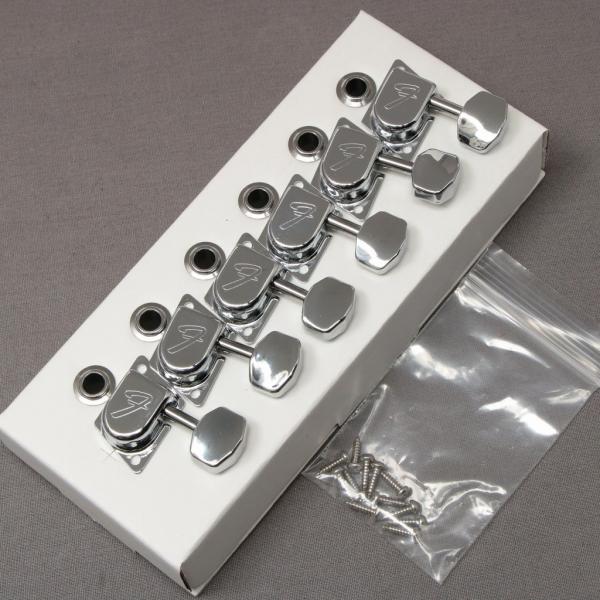 ## 《ペグ《片側6連 ##Fender 70s F Style Tuning Machines 099-0822-100通称「Fキー」の「F」のロゴ入りペグ。70年代中期以降のスタイルでペグシャフトの根元が一段太くなっているタイプです。右...