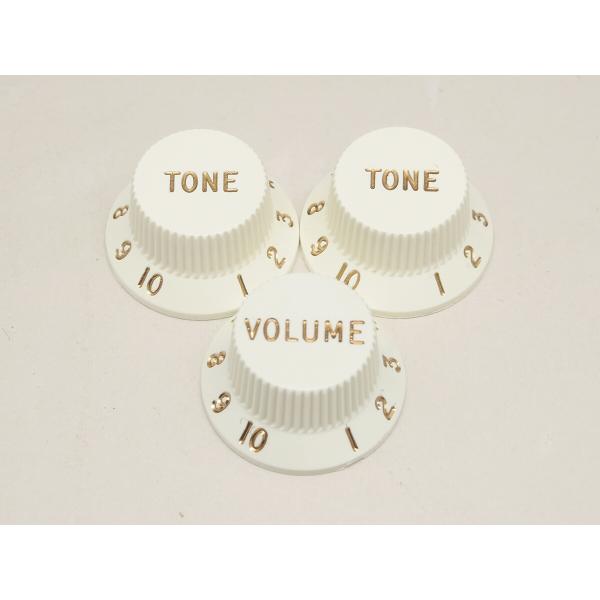## 《ノブ《ポット ##Fender / Vol &amp; Tone Knobs Parchment 005-6254-049スプリットシャフト用のストラト用ノブ3個セット。ノブ内部にはギザギザは切られておらず、そのままポットに押し込ん...