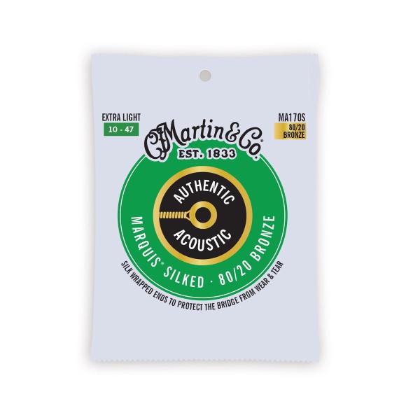 AUTHENTIC ACOUSTIC MARQUIS SILKEDスーペリアルパフォーマンスをベースにボールエンド部分をシルクでラッピングしブリッジとブリッジプレートの磨耗やダメージを軽減します。弦を変える際のブリッジへのダメージを軽減する...