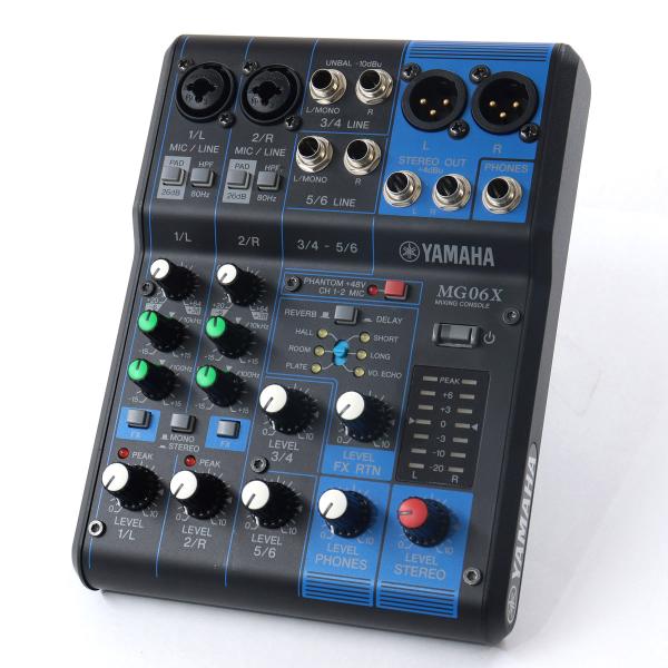 6チャンネルミキシングコンソール最大2Mic / 6Line入力(2モノラル + 2ステレオ)/ 1ステレオバス・マイクプリアンプ「D-PRE」搭載・SPXによる高品位なデジタルエフェクト6 種類を搭載・+48V ファンタム電源・メタルシャーシ