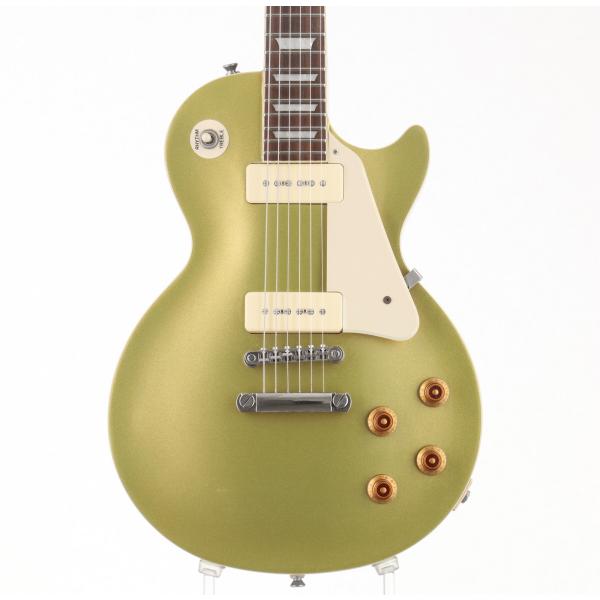 P-90ピックアップを搭載した1956年当時の仕様を再現したエピフォンのレスポールゴールドトップ。フレット擦り合わせを行っております。指板に凹みを伴うキズが見られ、ジャックプレートとコントロールノブにヒビが生じ、ピックガードに弾きキズがござ...