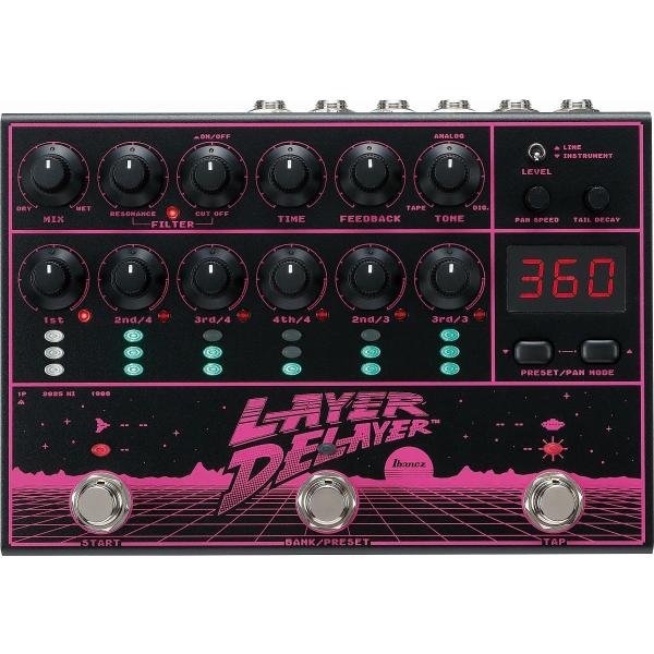LD303 Layer Delayerは、ディレイの可能性を広げる革新的なエフェクターです。16分音符や3連符のディレイ信号を生成し、それぞれの音量を個別にコントロールすることで、リズミカルで立体的なディレイパターンを自在に構築できます。さ...