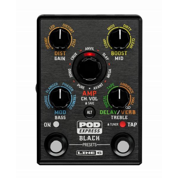 POD Express Blackはすでに好評を得ているPOD Expressシリーズの追加バリエーションで、ハイゲイン・サウンドに特化したモデルです。このモデルは搭載しているアンプ/キャビネット、エフェクトの種類がPOD Express ...