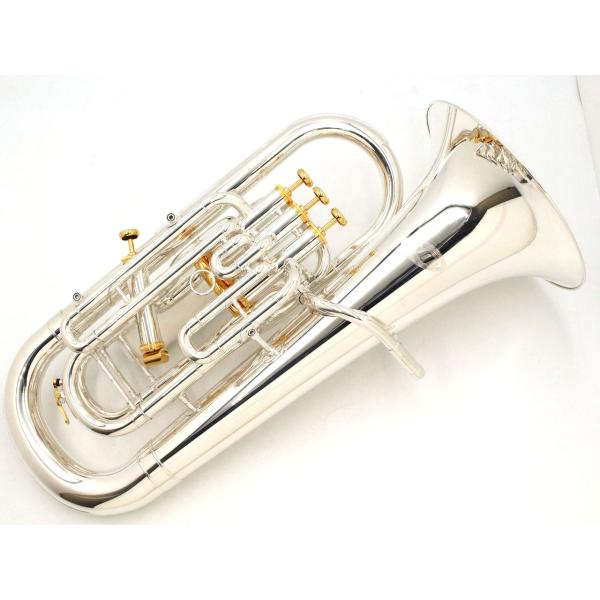 イオ ユーフォニアム EP-1070Sシリアル番号G01058イエローブラス、銀メッキ仕上げ、トップ&amp;ボトムキャップ金メッキ仕上げ、14.5mmボア、275mmベル、4ピストン(第4ピストンサイド)、ウォーターポット付属のモデル。通...