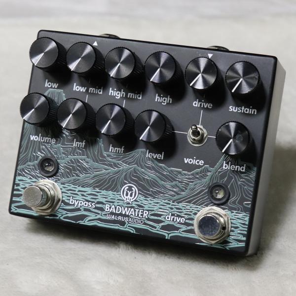 コンプレッサー、ドライブ、4バンドEQを搭載した多機能ベースプリアンプ&amp;DIWalrus Audio BADWATER BASS PRE-AMP D.I.は、ベースサウンドの細かな調整から積極的な音作りまで対応する、オールインワンタ...