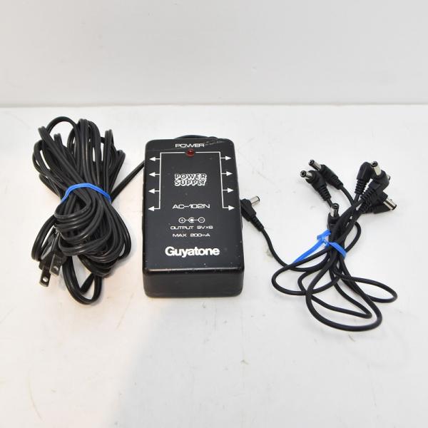 GUYATONE AC-102N Power Supply パワーサプライ が中古で入荷しました!9V電源を最大8系統同時に供給できる、シンプル構造のエフェクター用パワーサプライです 総出力は最大200mAで、主にアナログエフェクター向けの...