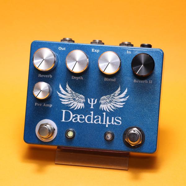 COPPERSOUND PEDALSのリバーブペダル「Daedalus」本器はプレート・スタイルのリバーブです。ディスクリート仕様のJFETプリアンプ回路や、エフェクト成分にだけ適用される外部エフェクター(エフェクトループ)を使用することで...
