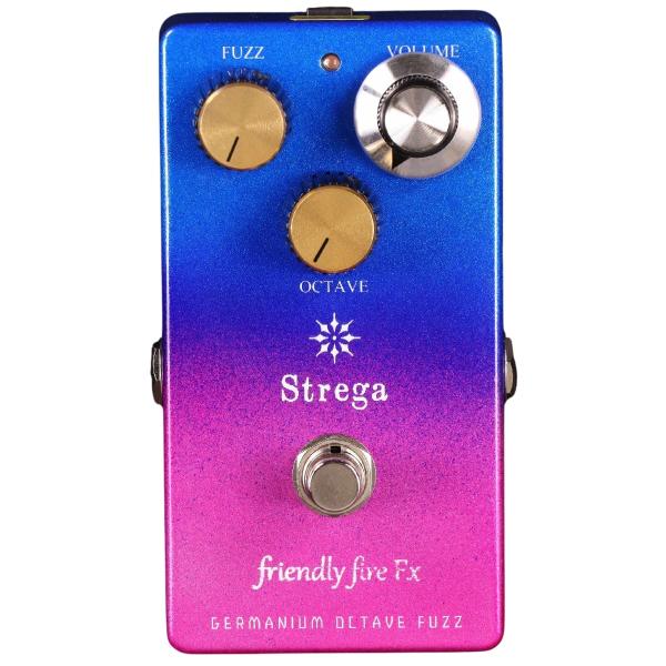 friendly fire Fx Stregaはゲルマニウムトランジスタを使用したオクターブファズです。独自の回路設計と入念なヒアリングによって選定されたゲルマニウムトランジスタをはじめとした特徴的な音色を持つパーツの使用により、一般的なオ...