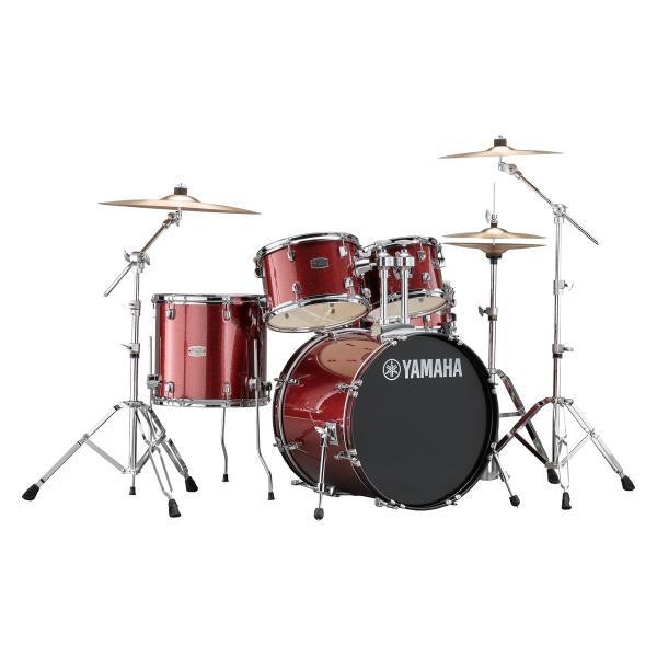 ●ヤマハ・エントリークラスドラムセット「RYDEEN」●20インチバスドラムと14インチフロアタムを組み合わせた「RDP0F5」シェルセットに、メーカー純正のスタンド類、ドラムスツール（イス）、フットペダルと、超有名メーカー「Zildjia...