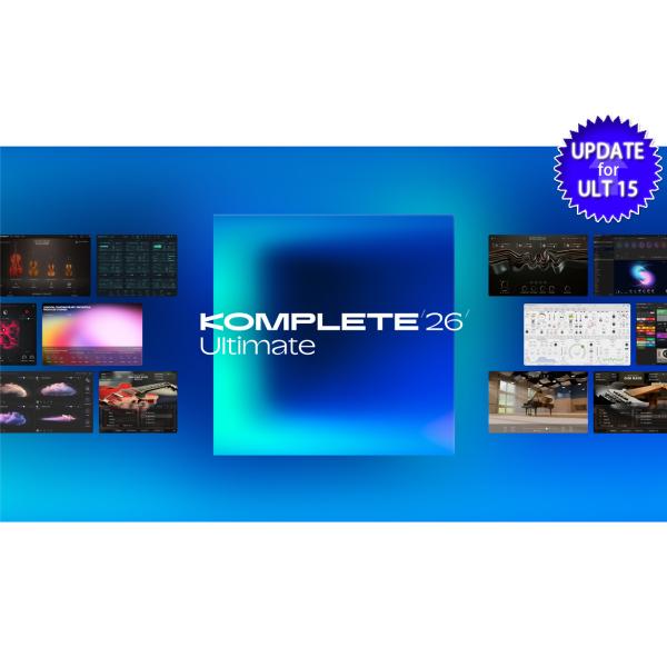 ※製品の性質上、返品・返金は一切お受けできません。Ultimate 15 からの【アップデート板】Komplete 26 Ultimateさらなる可能性を広げる音楽制作バンドルあなたの音楽は、もっと先へ行ける。約60もの新規タイトルを追加し...