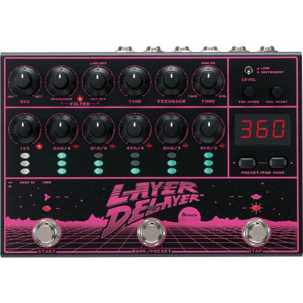 LD303 Layer Delayerは、ディレイの可能性を広げる革新的なエフェクターです。16分音符や3連符のディレイ信号を生成し、それぞれの音量を個別にコントロールすることで、リズミカルで立体的なディレイパターンを自在に構築できます。さ...