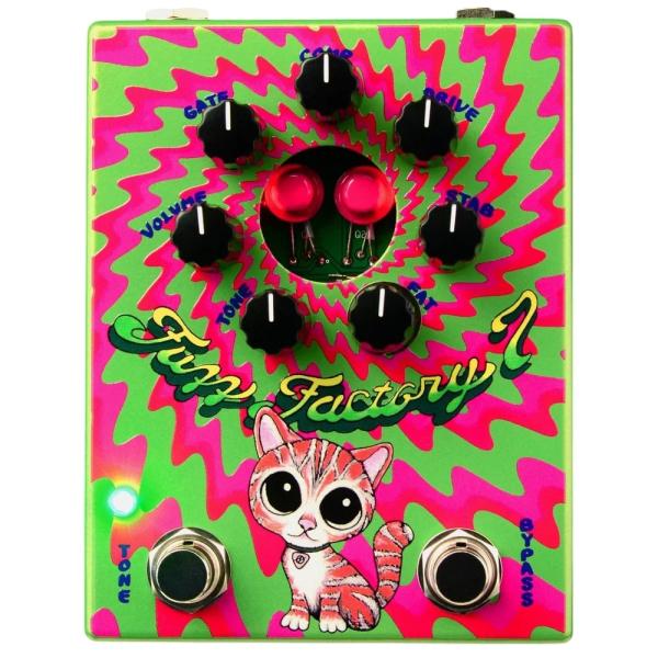 Fuzz Factory7はZ.Vex社フラッグシップモデルのFuzz Factoryに9段階の薄いサウンドから図太いボトムまでペダルのポテンシャルを引き出すFatのツマミを増設したペダルです。