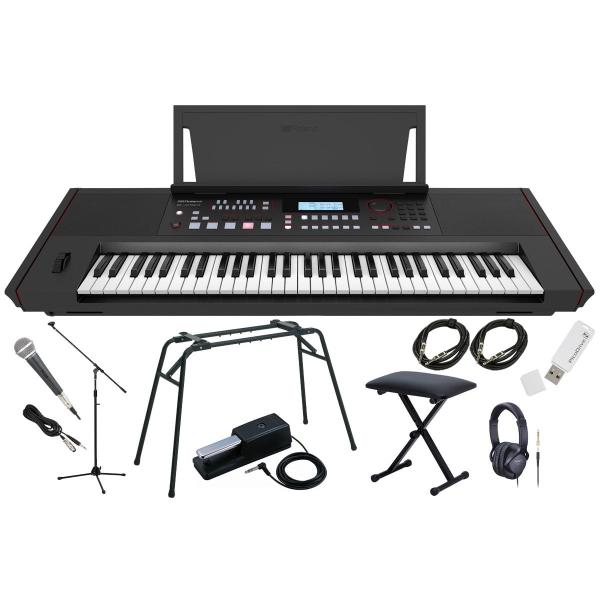 テーブル型キーボードスタンド「KS-13」、ペダル「DP-10」、キーボードベンチ、ヘッドホン、マイク、マイクスタンド、3mシールドケーブル2本、USBメモリーがセットでお買い得！【セット内容】●Roland / E-X50●Roland ...