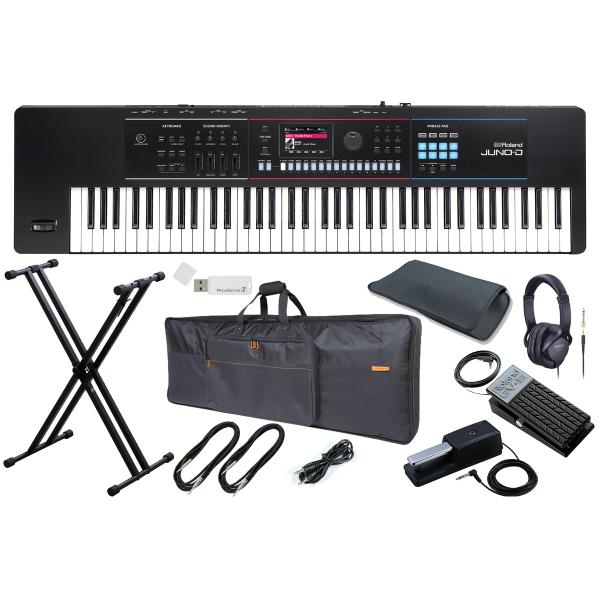 X型キーボードスタンド、純正ケース、ペダル、シールドケーブルなど、アクセサリーが揃ったお買い得セット！セット内容●Roland / JUNO-D7●Roland / CB-B76 (純正高品位キャリング・バッグ)●Roland / DP-1...