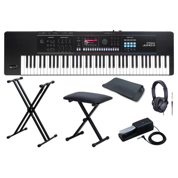 X型キーボードスタンド、キーボードベンチ、ペダルのお買い得セット！！セット内容●Roland / JUNO-D7●Roland / DP-10 (ダンパー・ペダル)●X型キーボードスタンド●キーボードベンチ●ヘッドホン●小物入れに便利な当店...