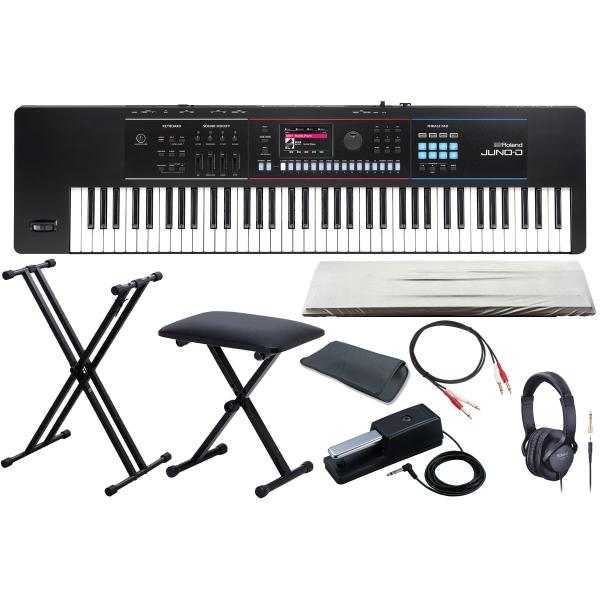X型キーボードスタンド、キーボードベンチ、ペダル、ケーブルのお買い得セット！更に、ダストカバーと小物入れに便利な当店オリジナルスリーブバッグプレゼント！セット内容●Roland / JUNO-D7●Roland / DP-10 (ダンパー・...