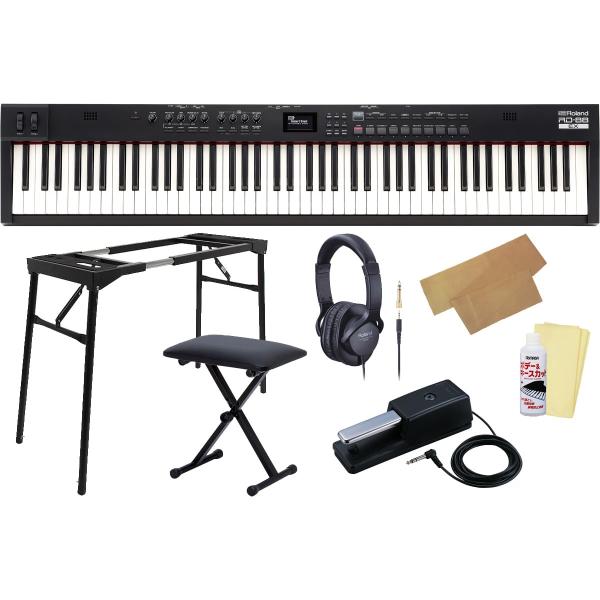 テーブル型キーボードスタンド、キーボードベンチ、ヘッドホンがセット！更に、キーカバーとお手入れセットもセットでお買い得！【セット内容】●Roland / RD-88EX (ダンパーペダル DP-10 付属)●テーブル型キーボードスタンド●キ...