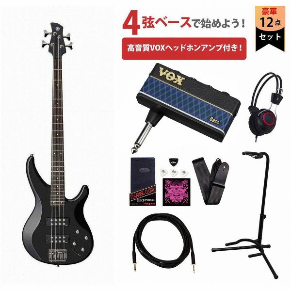 YAMAHA / TRBX304 ブラック(BL)  TRBX300シリーズ TRBX アクティブベース VOXヘッドホンアンプ(Amplug Bass 3)付属エレキベース初心者セットRベース本体に必要なアクセサリーパックが付属するベース...