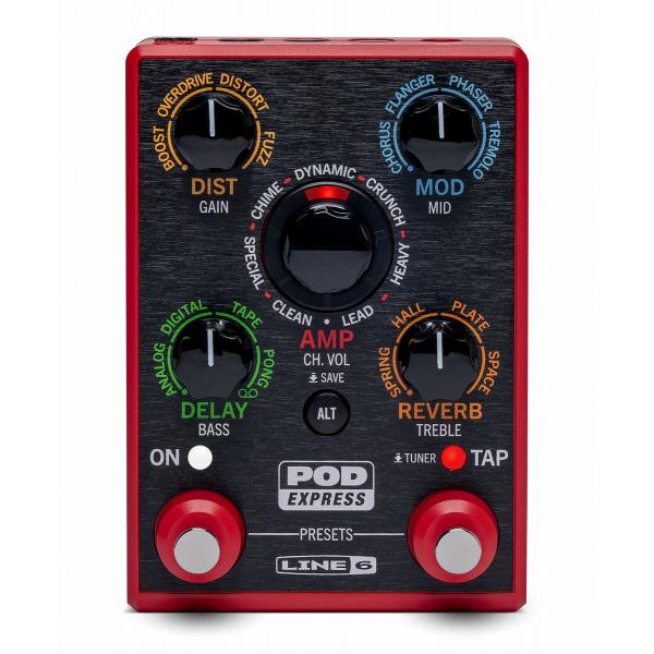 POD Express Guitarは非常にコンパクトな筐体に、高い評価を得ているHXプロセッサー・ファミリーから継承した7種類のアンプ/キャビネット、ルーパーを含む17種類のエフェクトを搭載したアンプ/エフェクト・プロセッサーです。