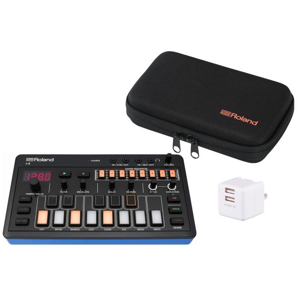 AIRA Compact Carrying Case「CB-RAC」と2ポートUSB電源アダプターがセットでお買い得！クリエイティブなコード・シーケンサーとJUNO-60 サウンドを備えた音楽ガジェットJ-6 は、コード理論不要でコード・サ...