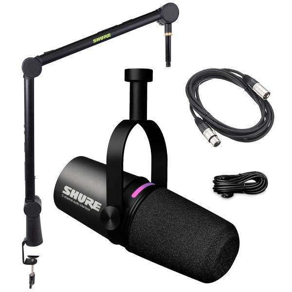 USB-C接続のダイナミックマイクロホン &amp; インタフェースの「MV7I-J」とアームスタンド「SH-BROADCAST1」、5mのマイクケーブルセット！セット内容SHURE / MV7I-J (3m USB-C to USB-Cケ...