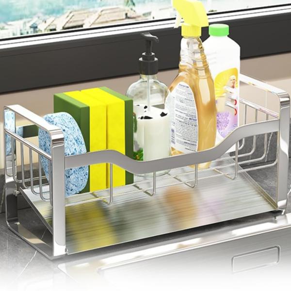 【発売日：2024年10月08日】【水が流れる】スポンジラックには最新型の斜め口トレイを採用しており、水が自然に流れるようになっています。排水能力が大幅に向上しているので、シンク周りのものを衛生的に保管でき、清潔さと美しさを保つことができま...