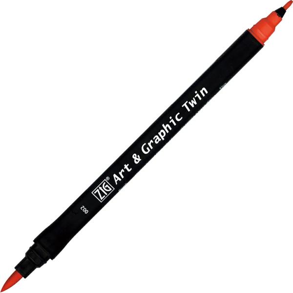 TUT-80-002  【送料無料】 【呉竹 ZIG Art &amp; Graphic Twin RED】水性カラー筆ペン【マーカー】【サインペン】【筆記用具】【筆記具】【文房具】【学校】【勉強】【雑貨】【グッズ】【呉竹 ZIG Art ...