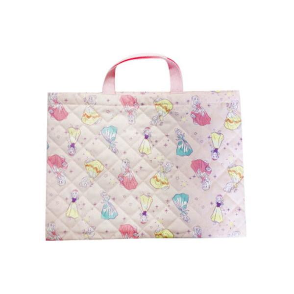 アトD1968PN-0　【ディズニープリンセス】キルトチャームバッグ【ピンク】【プリント】【ディズニー】【姫】【プリンセス】【散らし柄】【映画】【アニメ】【手提げ袋】【手さげ袋】【バッグ】【カバン】【収納】【学校】【雑貨】【グッズ】【かわい...