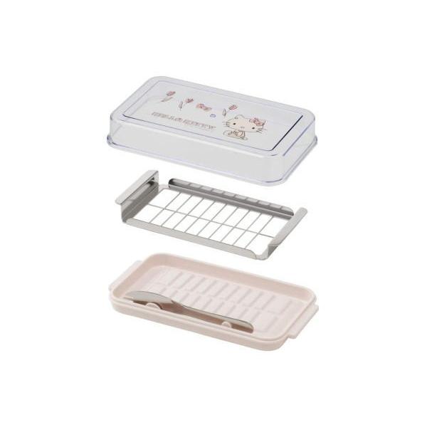 スケ576072　【日本製】【サンリオキャラクターズ】ステンレスカッター付きバターケースDX【ラインデザイン】 【ピハローキティ】【キティちゃん】【キティ】【きてぃ】【カットバター】【器具】【ケース】【食事】【料理】【調理】【キッチン】【雑...