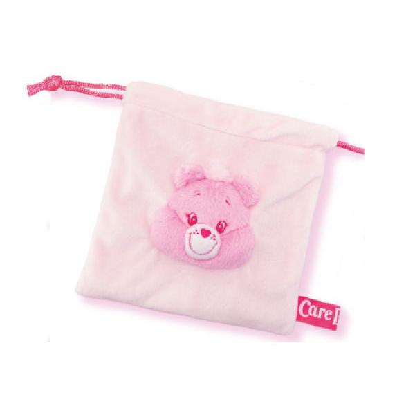 エス16197　【送料無料】【ケアベア】【CAREBEARS】フェイスマスコット巾着【Love-A-Lot Bear】【クマ】【くま】【動物】【アニマル】【アメリカ】【アメキャラ】【ポーチ】【ケース】【小物入れ】【きんちゃく】【袋】【収納】...