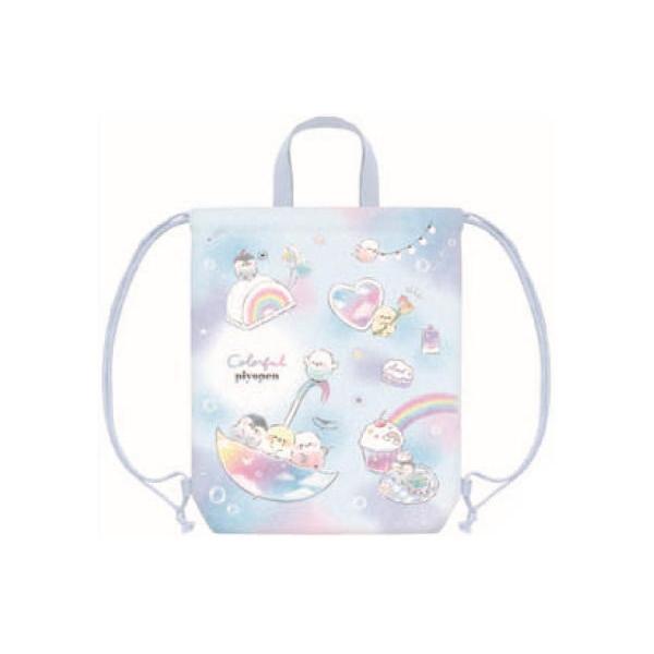 クラ117606　【オリジナル】体操服バッグ【カラフルピヨペン】【ヒヨコ】【ペンギン】【鳥】【小鳥】【動物】【アニマル】【かばん】【バッグ】【ナップサック】【ナップザック】【リュック】【巾着】【収納】【学校】【体育】【体操服】【雑貨】【グッ...