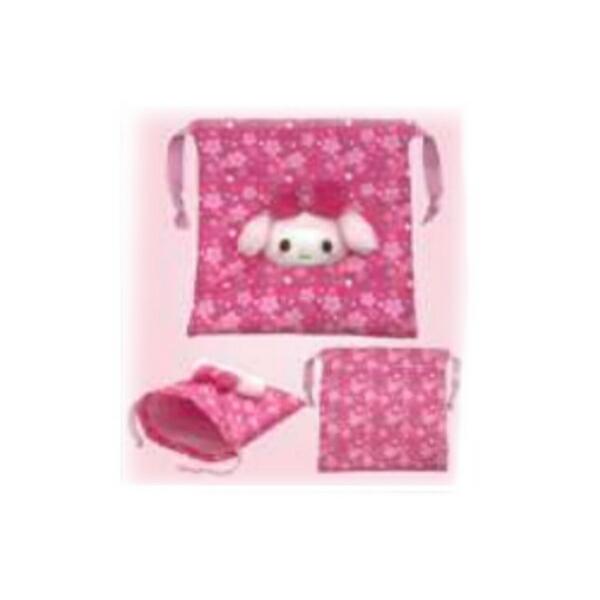 ナカ191670-24　【サンリオキャラクターズ】ボアフェイス巾着【桜着物】【マイメロディ】【ポーチ】【ケース】【小物入れ】【きんちゃく】【袋】【収納】【アウトドア】【子供】【キッズ】【雑貨】【グッズ】【かわいい】【サンリオキャラクターズ】...