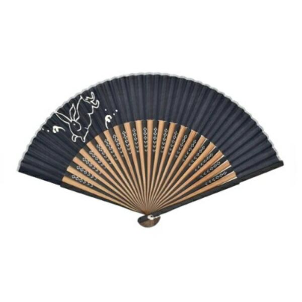 オオS22-MCMP02 【Ripple】【リップル】綿ローンモノトーンプリント扇子【22.5cm】【紺】【ネイビー】【波うさぎ】【せんす】【うちわ】【踊り用】【日本舞踊】【祭り】【夏】【涼しい】【雑貨】【グッズ】【かわいい】【Ripple...