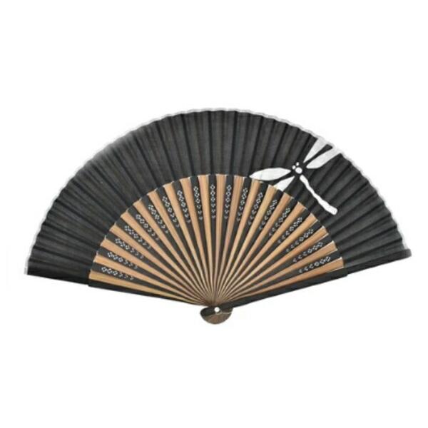 オオS22-MCMP04 【Ripple】【リップル】綿ローンモノトーンプリント扇子【22.5cm】【黒】【ブラック】【とんぼ】【せんす】【うちわ】【踊り用】【日本舞踊】【祭り】【夏】【涼しい】【雑貨】【グッズ】【かわいい】【Ripple】...