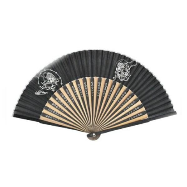 オオS22-MCMP08 【送料無料】【Ripple】【リップル】綿ローンモノトーンプリント扇子【22.5cm】【黒】【ブラック】【風神雷神】【せんす】【うちわ】【踊り用】【日本舞踊】【祭り】【夏】【涼しい】【雑貨】【グッズ】【かわいい】【...