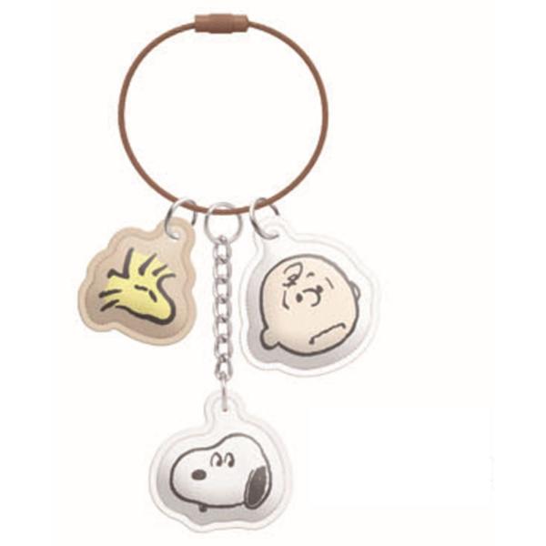 クラ125491　【送料無料】【スヌーピー】【SNOOPY】3連ぷっくりキーホルダー【フェイス】【ピーナッツ】【ウッドストック】【すぬーぴー】【アニメ】【キャラクター】【キーホルダー】【キーリング】【チャーム】【鍵】【雑貨】【グッズ】【かわ...