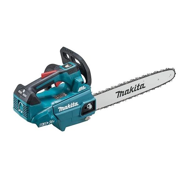 マキタ正規販売店です！社外チェーンオイル1Lプレゼント！【仕様】■チェーンスピード［m/分］：0〜1,200■チェーン形式：25AP-76E■本機寸法（長さ×幅×高さmm）※1：612×205×232■質量（kg）（バッテリ含む）※1：4....