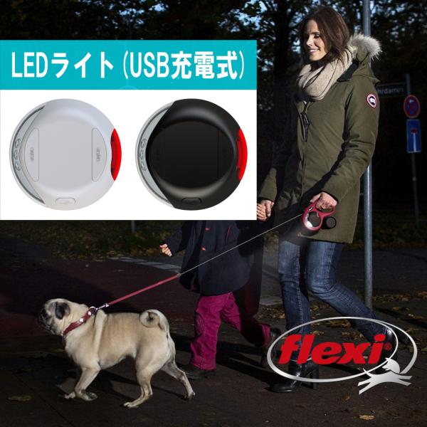 フレキシリードに装着可能な純正LEDライト前後２方向への照射ライトUSB充電式ベルクロで簡単脱着【商品名】LEDライトニングシステム（LEDライト）【取付可能なフレキシ社製リードのモデル】　「ニュークラシック」「ニューコンフォート」の (S...