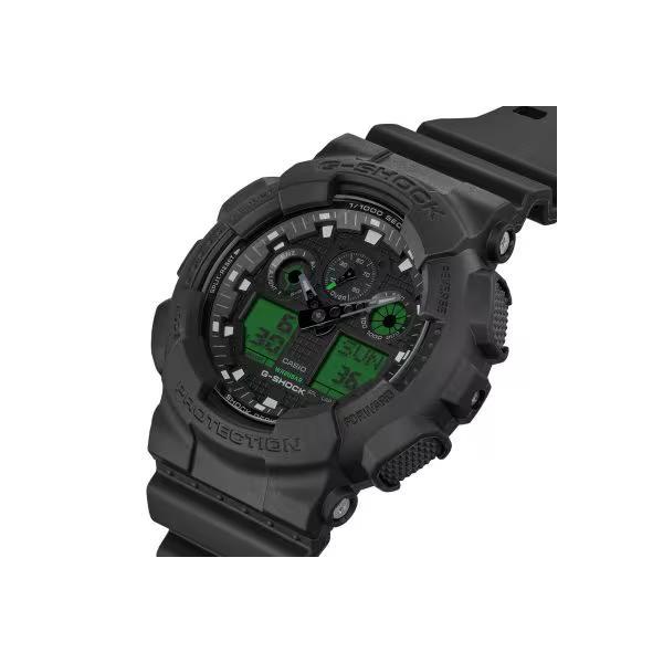 ANALOG-DIGITAL GA-100 SERIES GA-100BEG-1AJF 価格 ￥18,700（税込） タフネスを追求し進化を続けるG-SHOCKから「BLACK AND ELECTRO GREEN」のご紹介です。 ベゼル・バ...