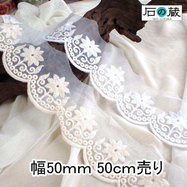 ●サイズ　幅約50ｍｍ×50ｃｍ売り●主な素材　オーガンジー（化繊）●カラー　全2色●注意事項色落ちの可能性がございますので、単独で洗う事をお薦めします。中性洗剤で素早く洗い、濡れた状態で放置しないでください。合成洗剤や漂白剤は避けて下さい...