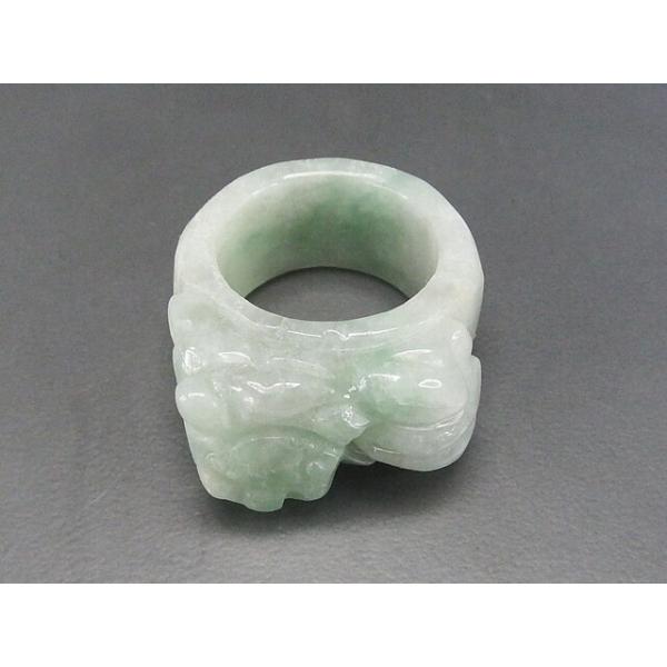 ●自社管理番号　U0630RYa　一品一図　画像の物がお届けになります。ひすい本物 手彫りヒキュウ レア物指輪 大きいサイズ リング●材質一点物ひすい本翡翠ジェダイトヒキュウ手彫り指輪　石サイズ約35x28.4x13.5mm天然素材の手彫り...