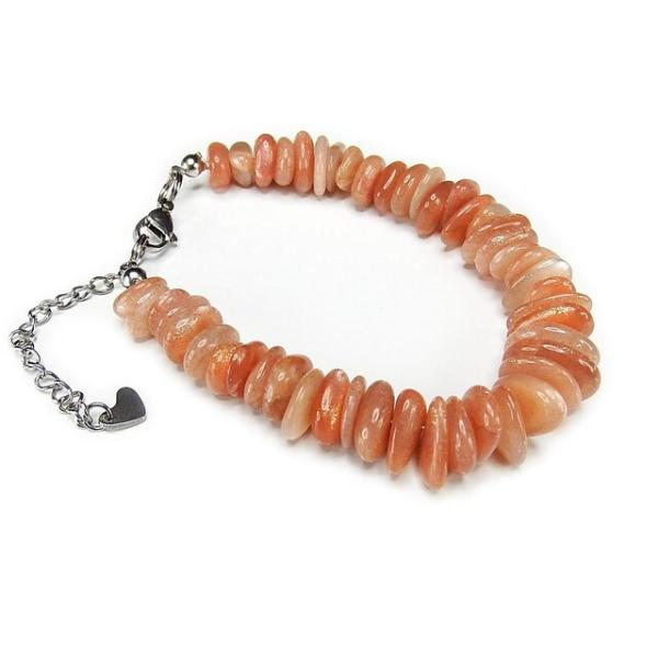 ●自社管理番号　R2-3-04綺麗 キラキラ オリジナル ブレスレット●材質高級天然石発色良好サンストーンさざれボタン約8〜12mmワイヤー、ステンレス製フック、ステンレス製アジャスター全長約5CM●内径サイズ約155ミリ(レディースM+サ...