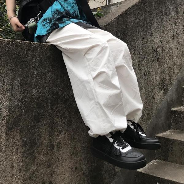 カーゴパンツ レディース メンズ ミリタリーパンツ ワイドパンツ スポーティ ダンス イージーパンツ ストリート風 個性的 原宿系 大きいサイズ 体型カバーカラー:黒 白 サイズ:S/M/L/XL/2XL/3XL素材：綿混紡（コットン78％...