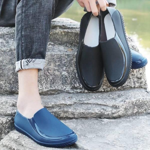 レインブーツ メンズ レインブーツ ショート レインシューズ　メンズ　防水 防滑 ショートブーツ 雨靴 おしゃれ かっこいい晴雨兼用 作業用 通勤 梅雨対策 カジュアル プレゼントカラーブラック，ブルーサイズ39(24.5cm)40(25....