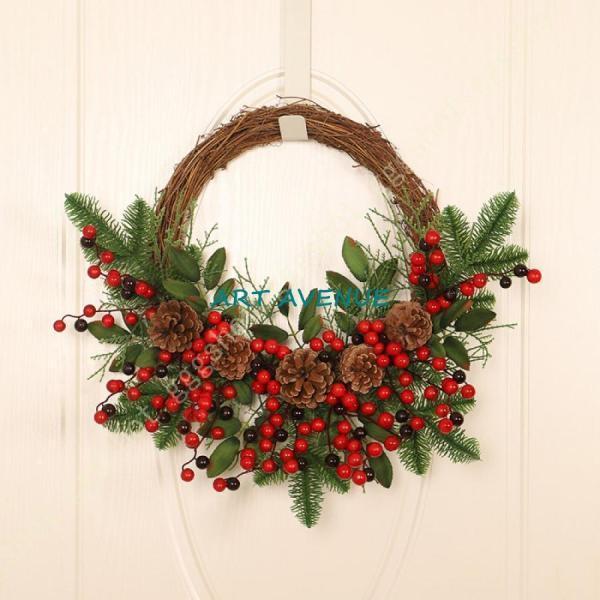 クリスマス リース クリスマス花輪 ナチュラルリース 玄関 造花 壁掛けフラワー ぶら下げ飾り ドアリース 飾り 庭園 結婚式 店舗 撮影 道具 クリスマス飾り 素材 PVCサイズ直径（外径）：50cm※色/デザイン:写真ご参考※梱包内容：...
